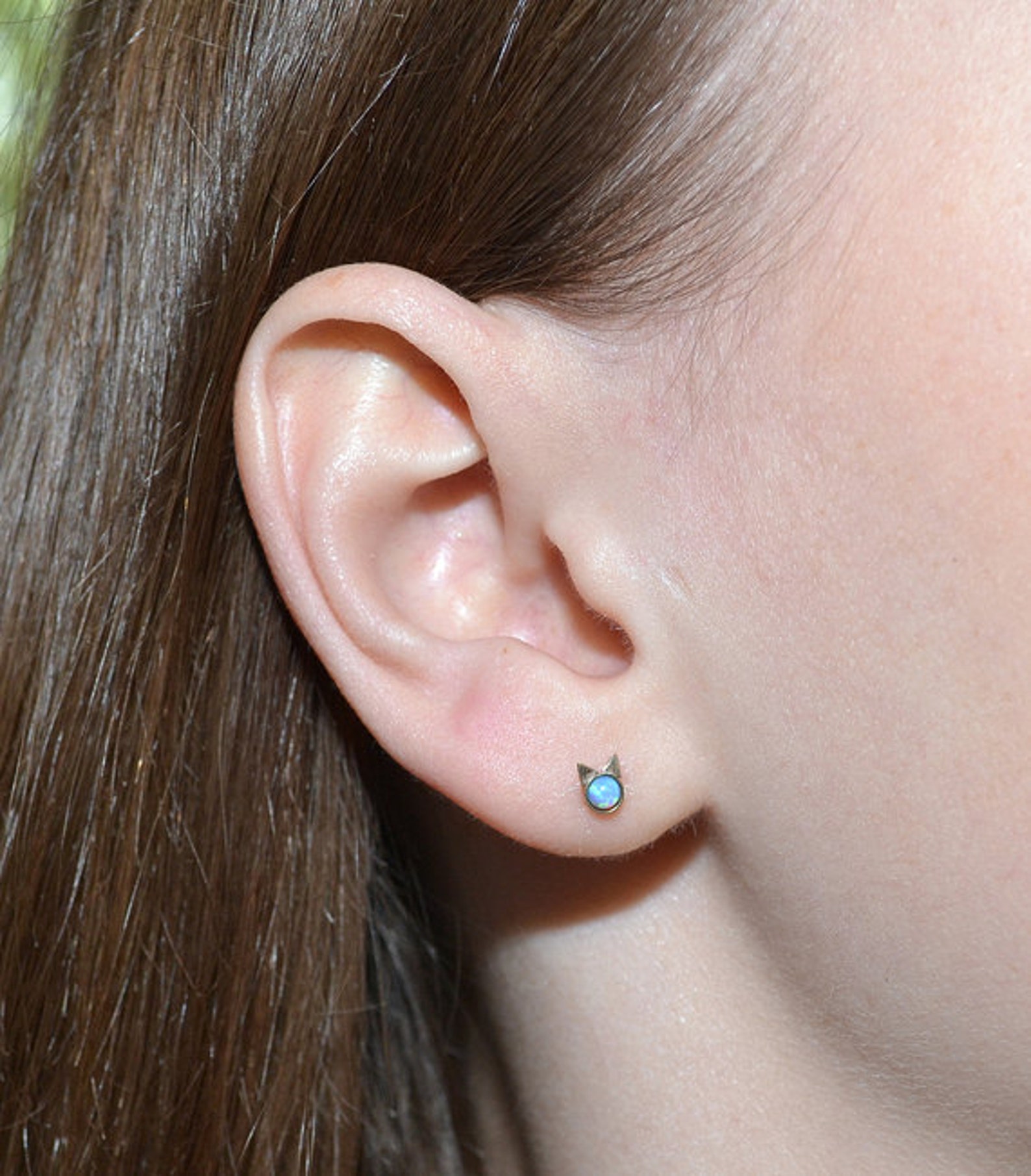 Opal Tragus Stud Tragus Piercing 16g Cartilage Earring | Etsy