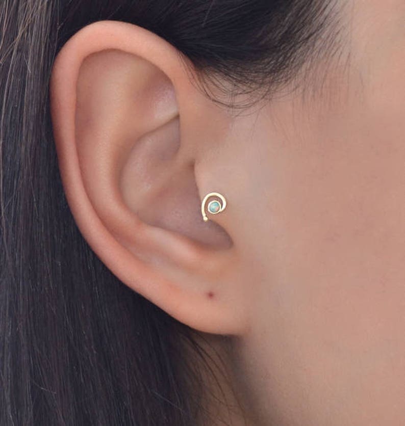 2mm Opal Tragus Stud Cartilage Stud Tragus Piercing Jewelry - Etsy
