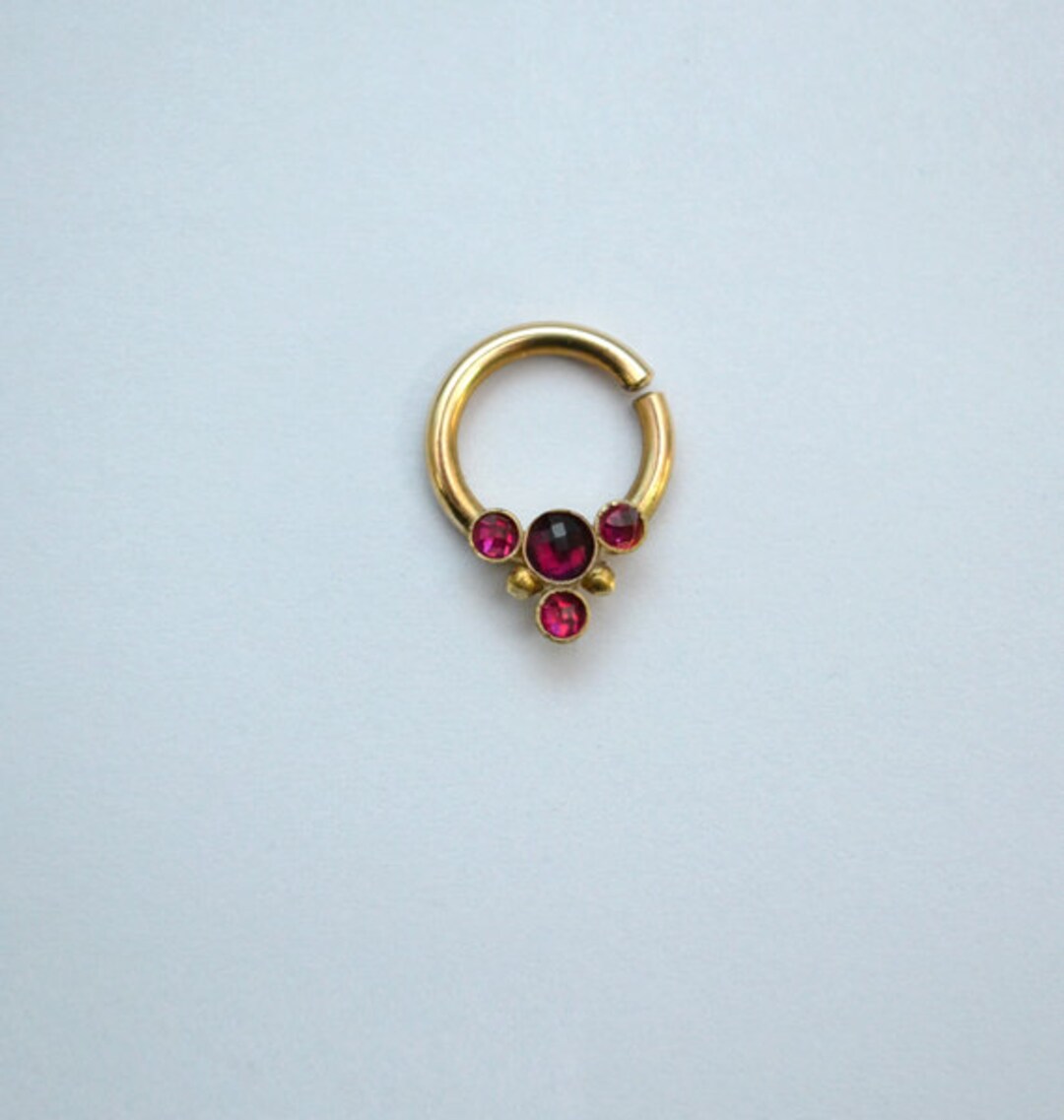 Gold Nipple Ring Ruby, Nipple Piercing, Tragus Jewelry, Ruby Septum ...