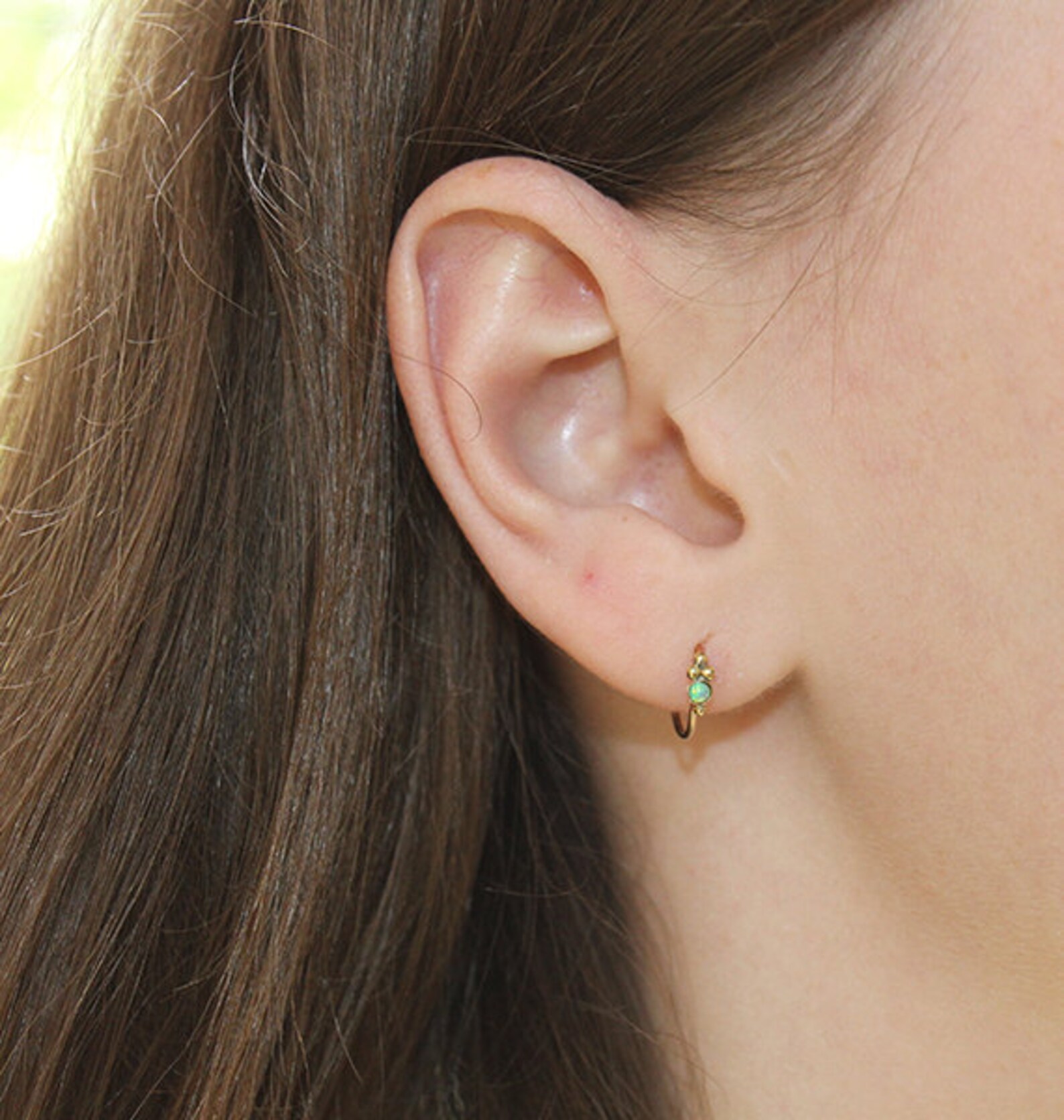 Gold Nose Ring 2mm Green Opal Nose Piercing 20 Gauge Septum - Etsy UK