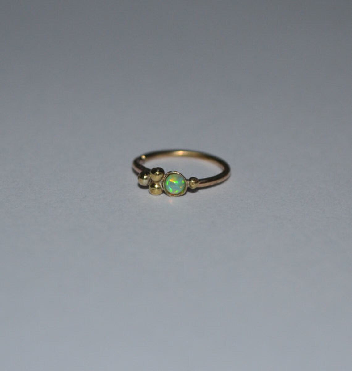 Gold Nose Ring 2mm Green Opal Nose Piercing 20 Gauge Septum - Etsy UK
