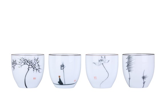 Set of 4 Pcs Chinese Ceramic Kung Fu Tea Cups Japanese Tea - Etsy