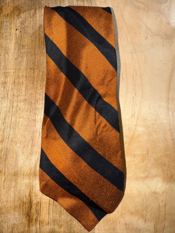 VTG 70's Copper and Black Stripe Necktie - Gem
