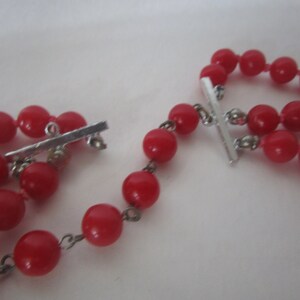 Antique Cherry Red Bakelite or Plastic Beaded 3 Strand Necklace - Etsy