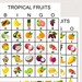 100x Tropical Fruits Bingo Cards, Printable Tropical Party Bingo ...