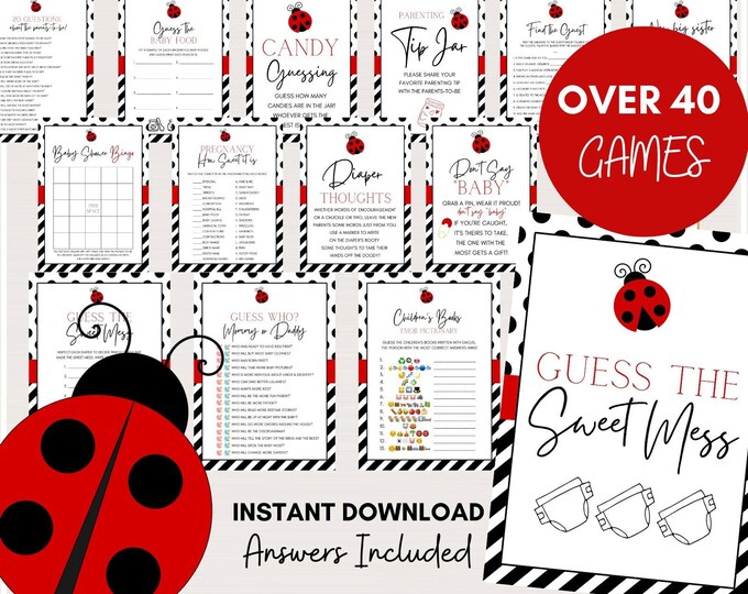 Ladybug Baby Shower Game Pack INSTANT DOWNLOAD Ladybug Shower Games ...