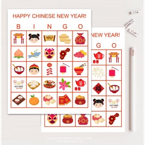 100x Chinese New Year's Bingo Cards, Printable Chinese New Year Bingo ...