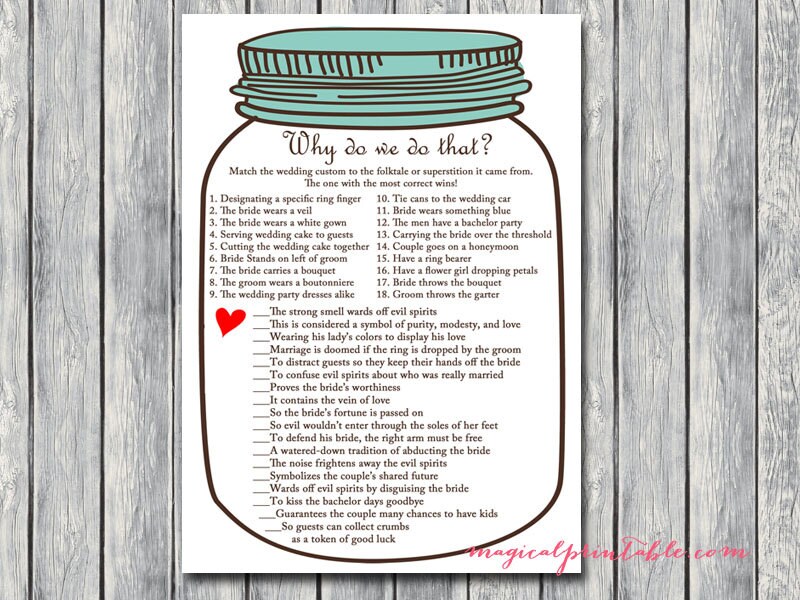 Mason Jars Bridal Shower Game Pack Printables, Bachelorette, Wedding ...
