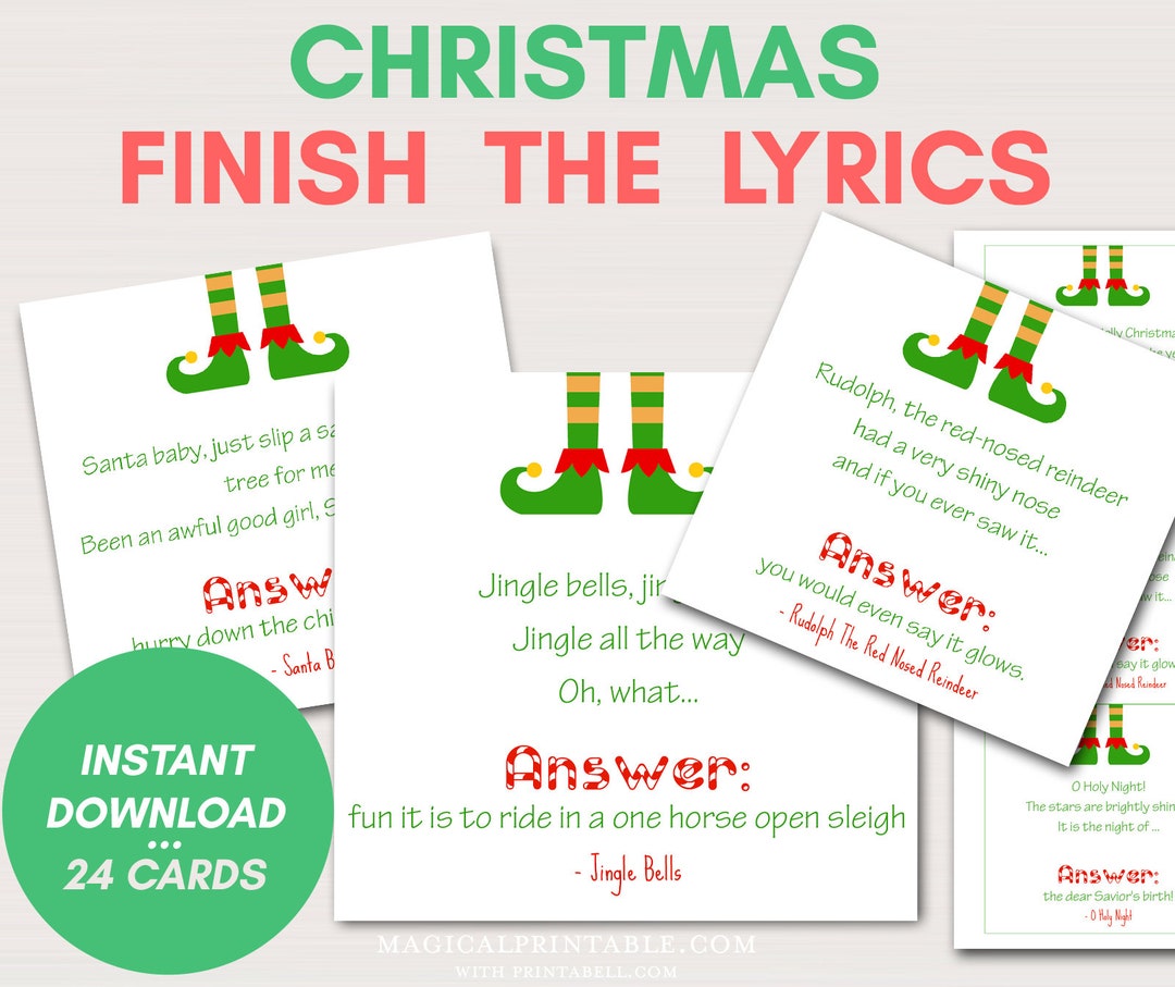 Christmas Carol Finish the Lyric Game, Printable Christmas Game, Finish ...
