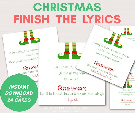 Christmas Carol Finish The Lyric Game, Printable Christmas Game, Finish ...