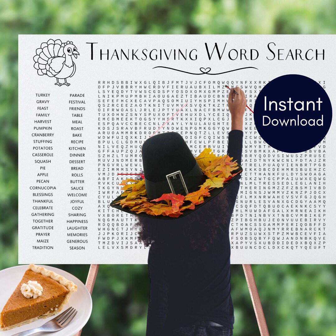 Giant Thanksgiving Word Search, Thanksgiving Game,printable ...