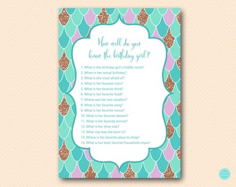 Mermaid Birthday Party Games Who Knows the Birthday Girl - Etsy