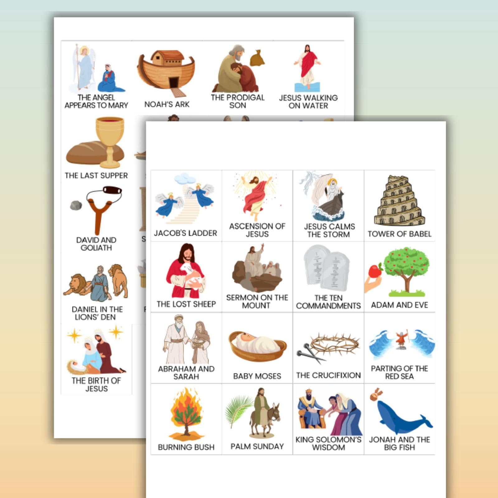 Bible Bingo, Bible Stories Bingo, Printable Bible Bingo, Bible Game for ...