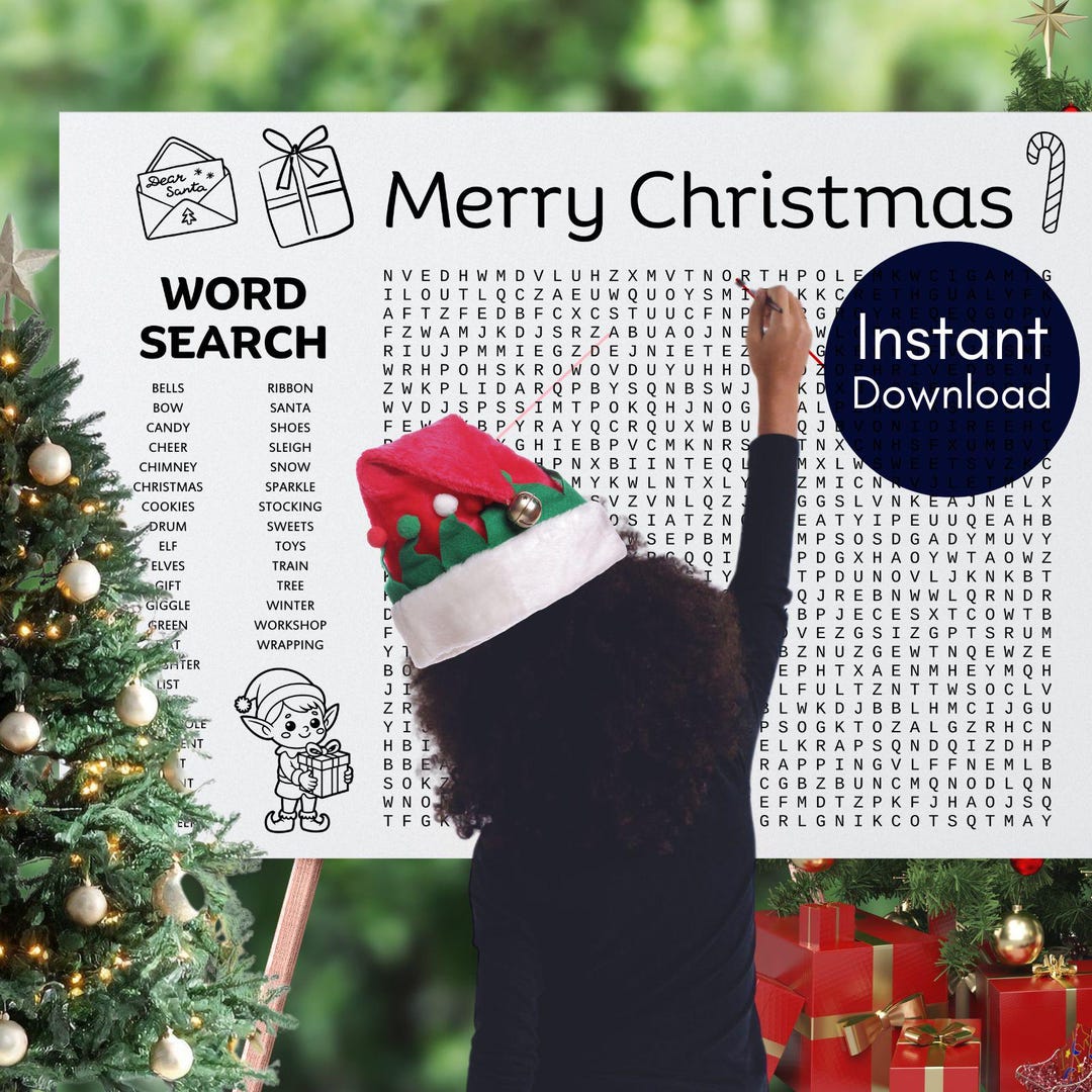 Giant Christmas Elves Word Search, Kids & Teens, Christmas Word Search ...