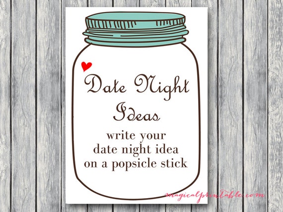 Mason Jars Date Night Idea Sign, Write your date night idea on popsible ...