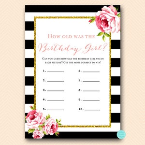 Black Stripes and Gold Birthday Games, Who Knows the Birthday Girl Best ...