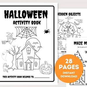 Halloween Coloring and Activities Book Pages, Kids Halloween Activity ...