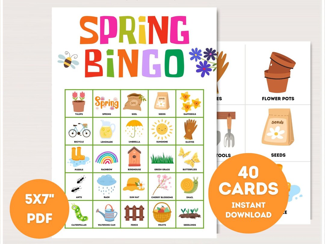 Spring Bingo Cards, Printable Spring Bingo, Download Springtime Bingo ...