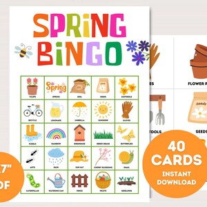 Spring Bingo Cards, Printable Spring Bingo, Download Springtime Bingo ...
