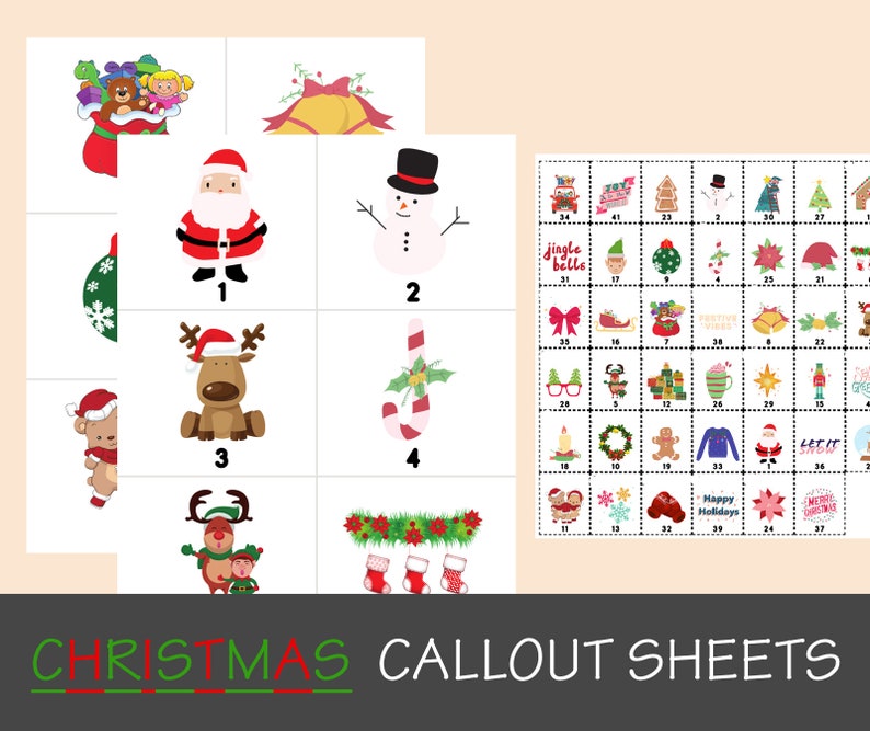 100x Christmas Bingo Cards, Printable Christmas Bingo, Christmas Party ...