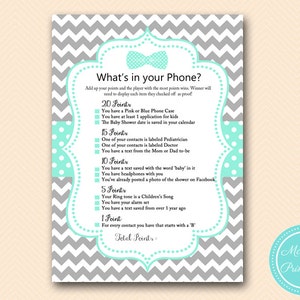 What's in Your Phone, Cellphone Game, Boy, Little Man Baby Shower Games ...