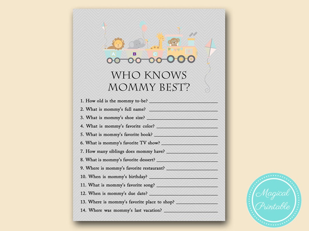 Who Knows Mommy Best, How Well Do You Know Mommy, Jungle Baby Shower ...