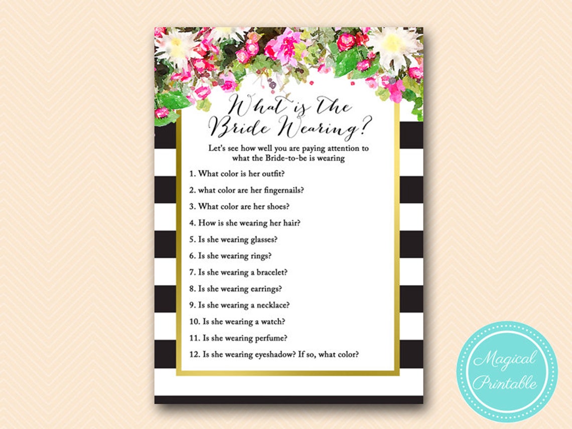 What is the Bride Wearing Game, and the Bride Wore...stripes, Gold Foil ...