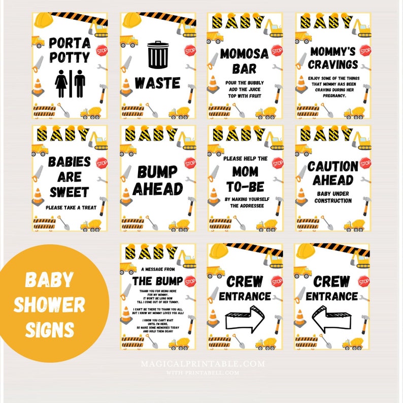 Construction Party Signs Bundle Printable Construction Signs - Etsy