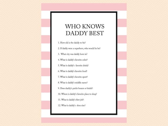 Who Knows Mommy Best, Daddy Best, How well do you know, Printable Baby ...