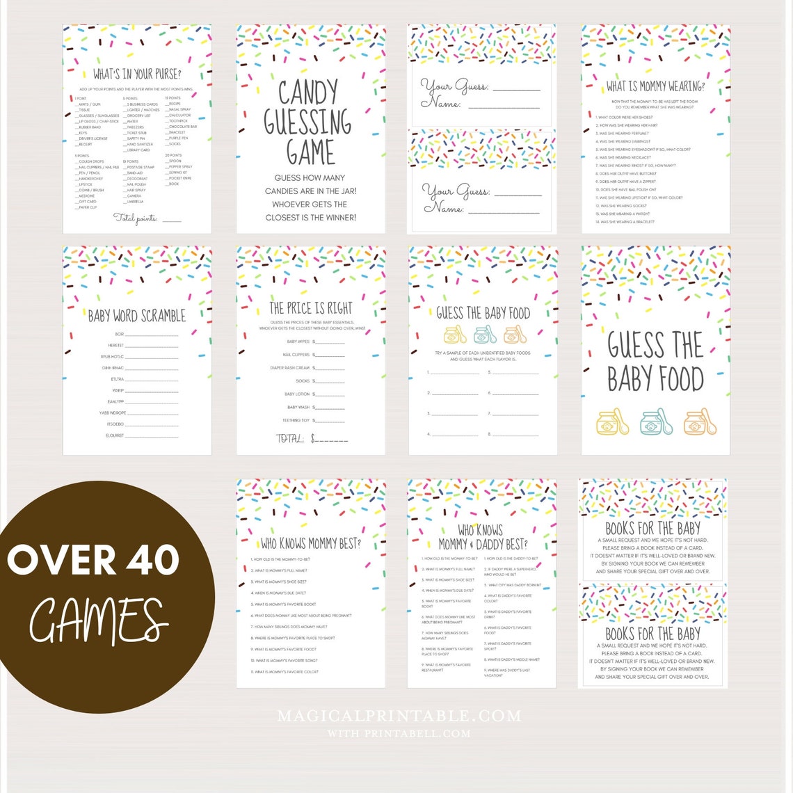 Over 40 Sprinkle Baby Shower Games Bundle, Baby Sprinkle Games ...