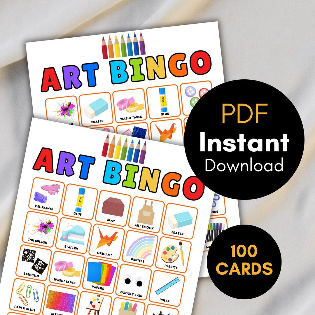 Art Bingo Cards, Printable Art Bingo, Art & Craft, Art Party Activity ...