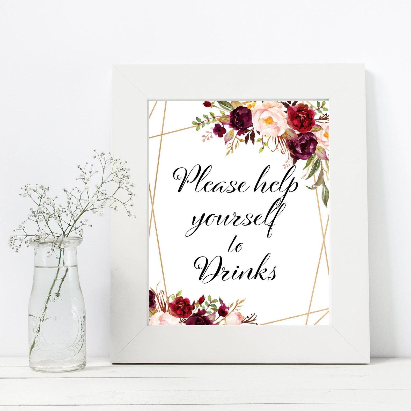 Help Yourself to Drinks Drink Sign Food Table Burgundy - Etsy