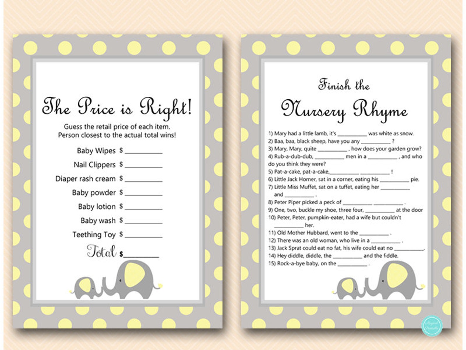 Elephant Baby Shower Games Package, Celebrity Baby Names, Baby ...