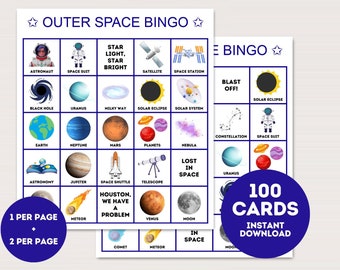Outer Space Bingo, Solar System Bingo, Astronomy Bingo, 40 Printable ...