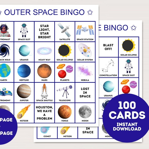 Space bingo - Etsy