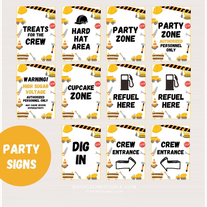 Construction Party Signs Bundle Printable Construction Signs - Etsy