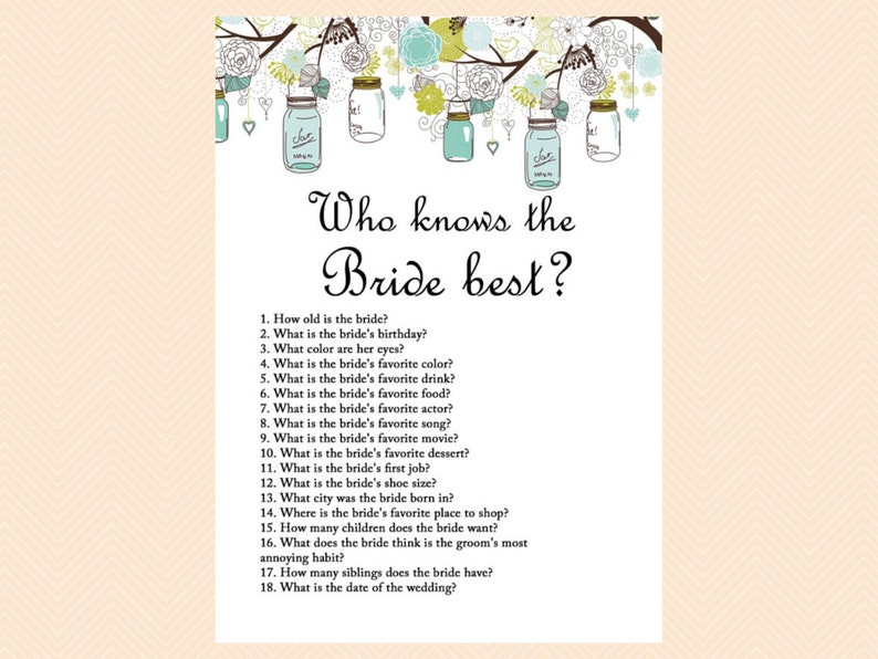 Who Knows the Bride Best, Know Groom, How Well Do You Know, Mason Jars ...