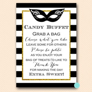 Black Masquerade Party Table Signs, Masquerade Decoration Signs, Mask ...