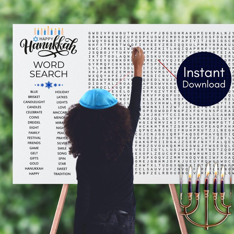 Giant Hanukkah Word Search, Happy Hanukkah Game, Hanukkah Game, Jewish ...