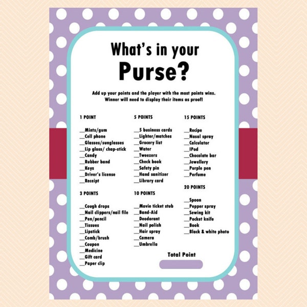 Purse Raid Game - Etsy