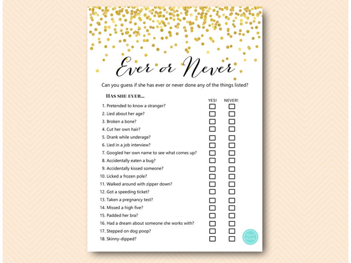 Ever or Never Quiz Never or Have I Ever Game How Well Do You - Etsy