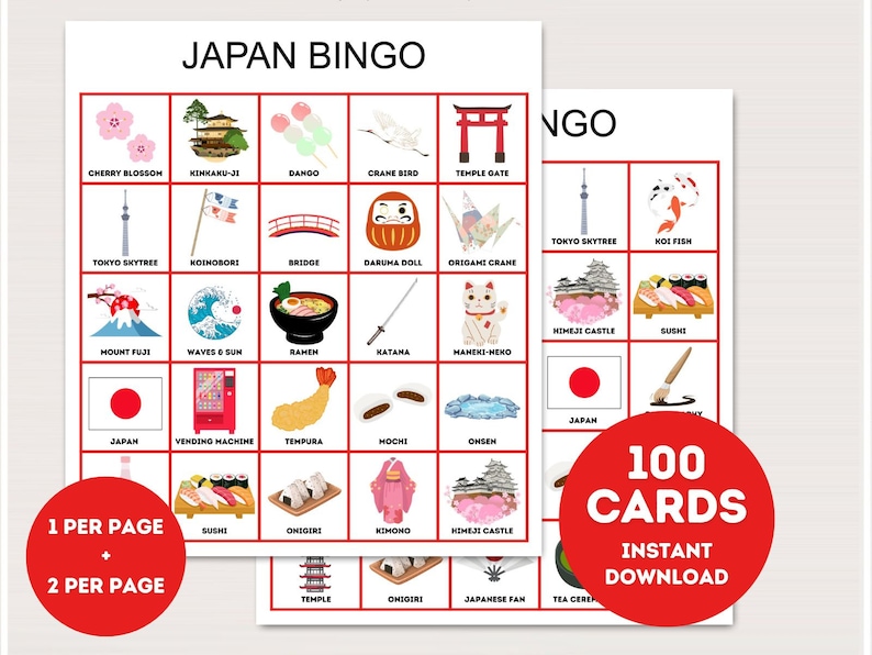 Japan Bingo Cards, Printable Japan Bingo, Japanese Activity, Japan ...
