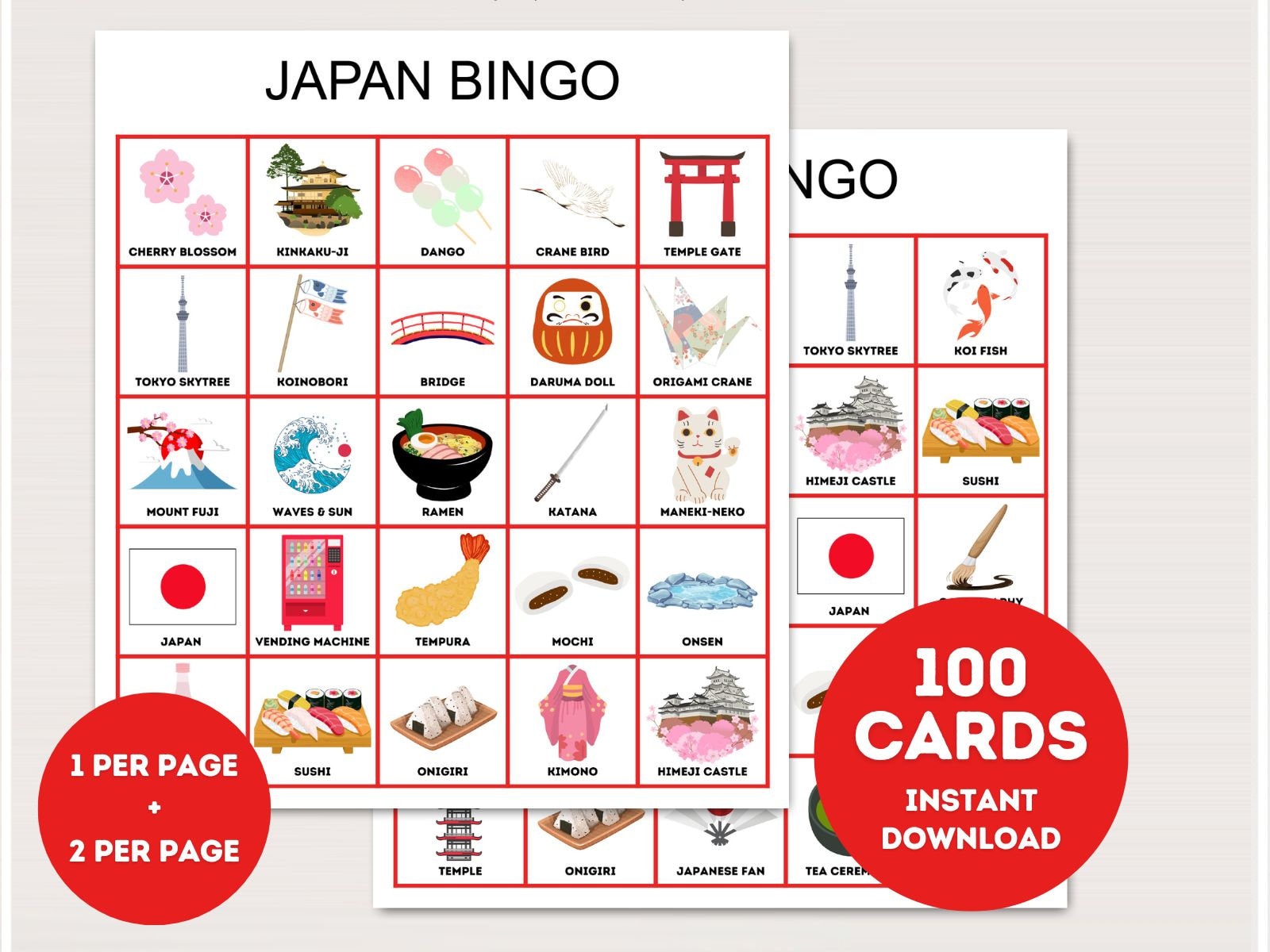 Japan Bingo Cards, Printable Japan Bingo, Japanese Activity, Japan ...