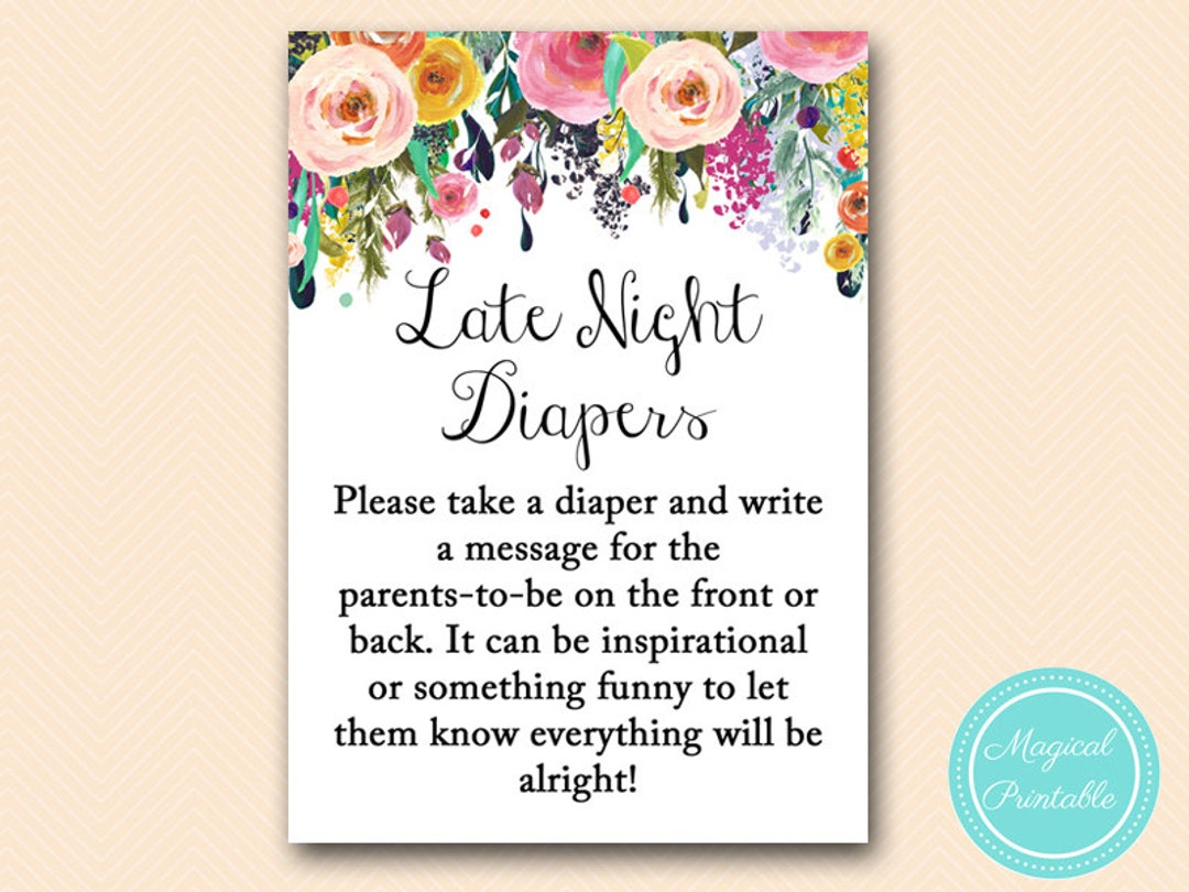 Late Night Diapers, Diaper Thoughts, Write Message on Diaper, Floral ...