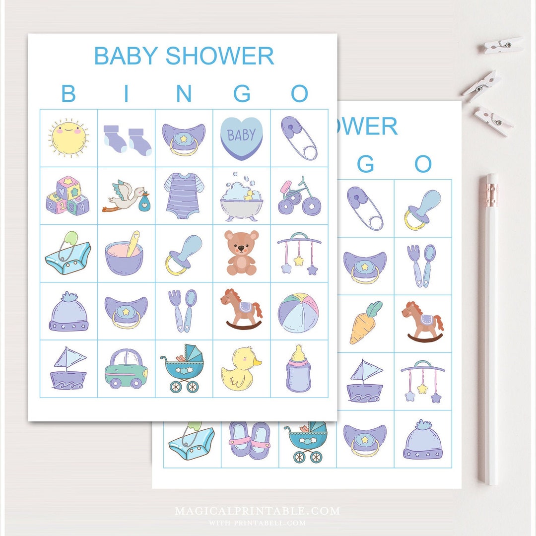 100x Boy Bingo Baby Shower Cards Printable Baby Shower Bingo - Etsy