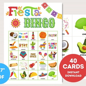 Fiesta Bingo Cards, Printable Fiesta Bingo, Cinco De Mayo Bingo, Fiesta ...