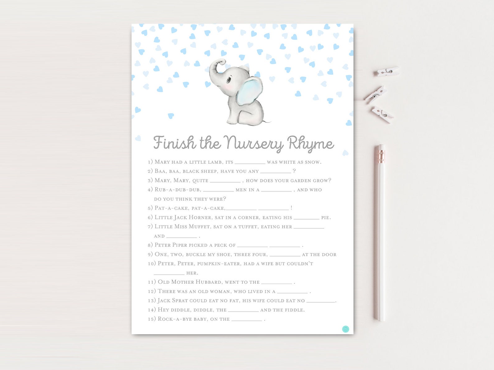 Boy Elephant Baby Shower Gray and Blue Elephant Baby Shower - Etsy