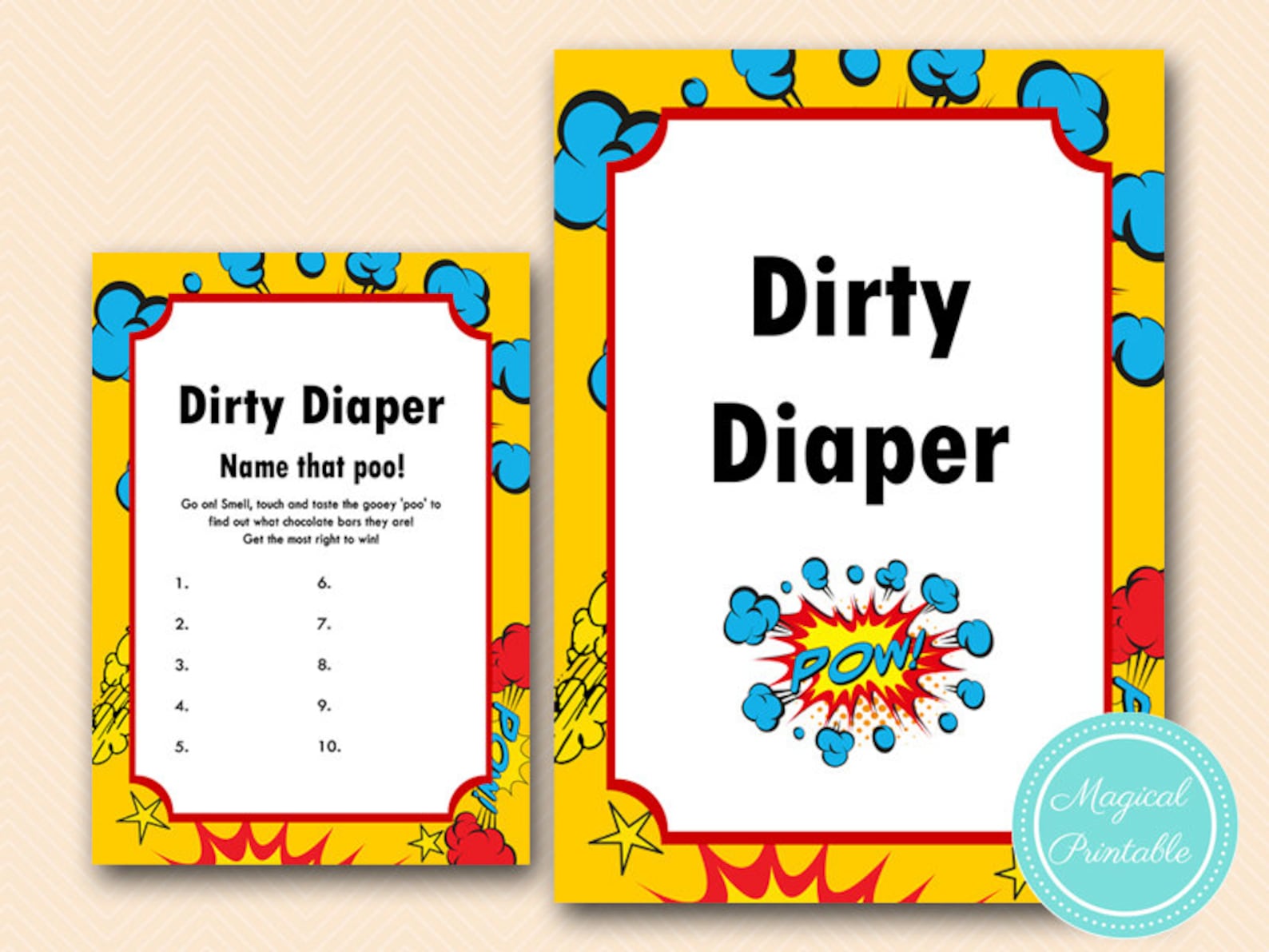 Dirty Diaper Card and Sign Name That Poo Sweet Mess Baby | Etsy