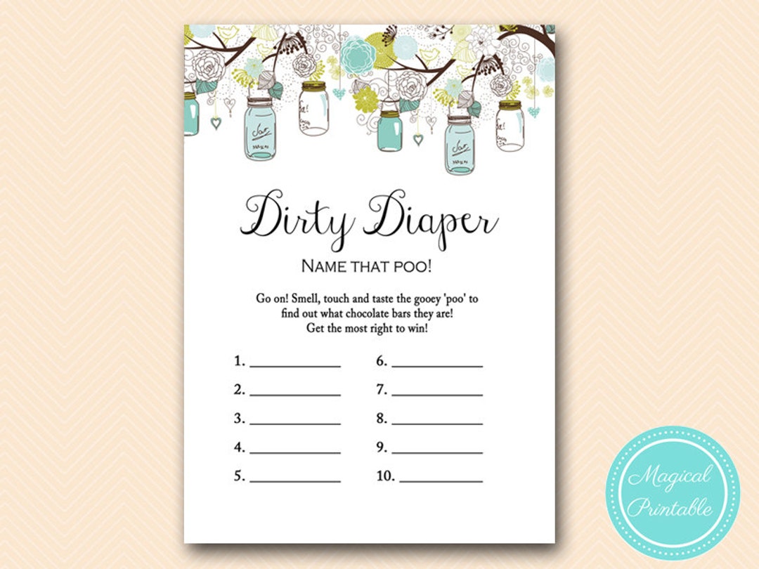 Dirty Diaper, Sweet Mess, Name That Poo, Mason Jars Baby Shower, Baby ...