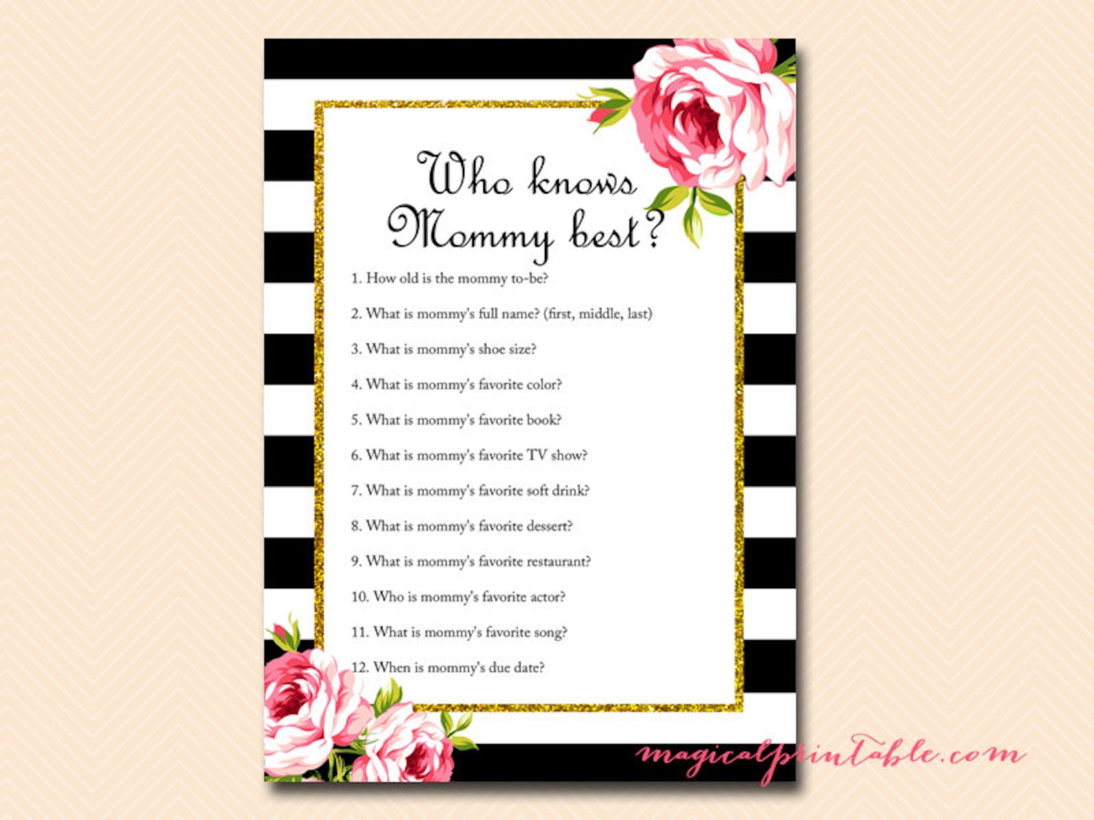 Quién conoce mejor a mamá, Qué tan bien conoces a mamá, Brillo dorado ...